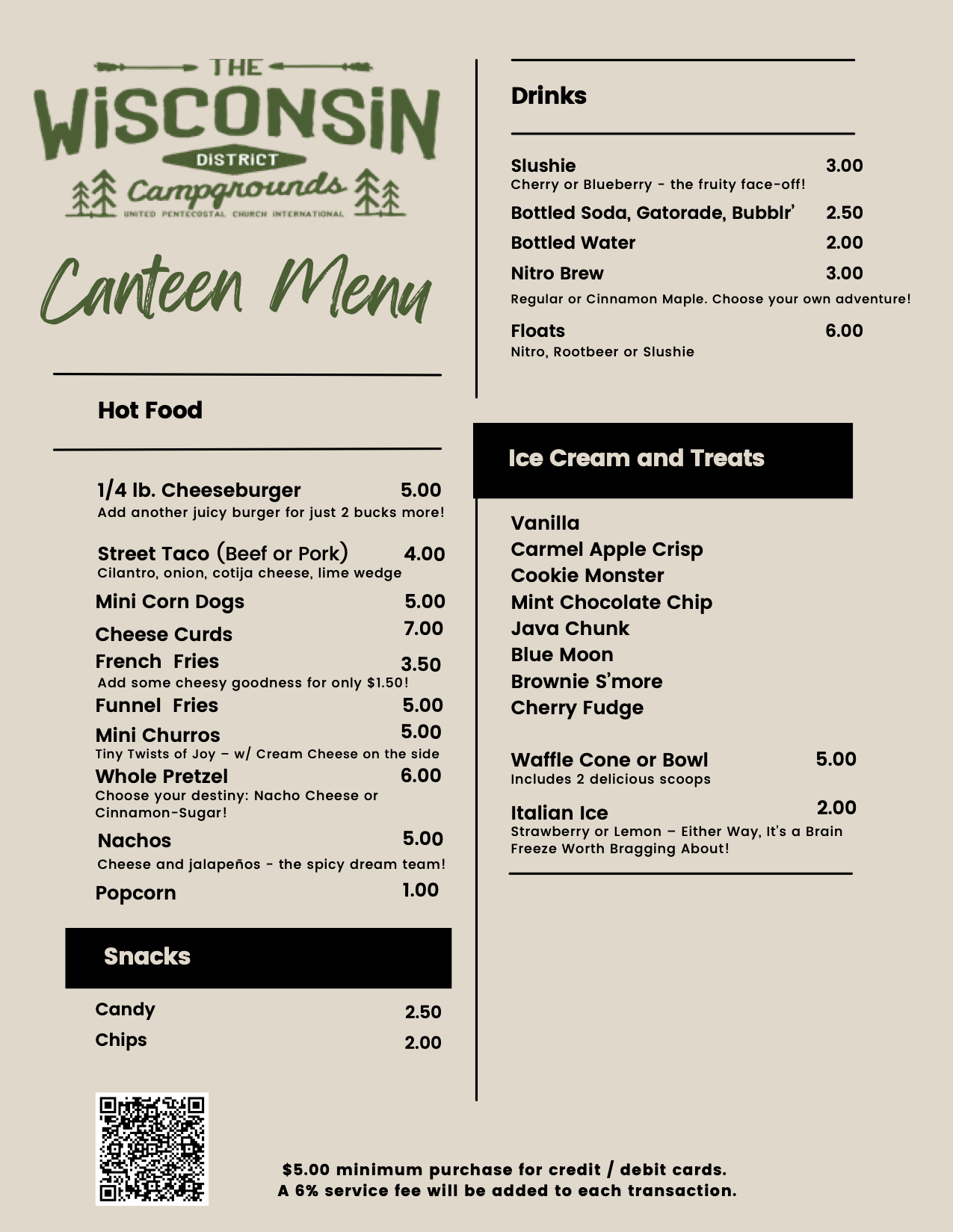 Canteen Menu