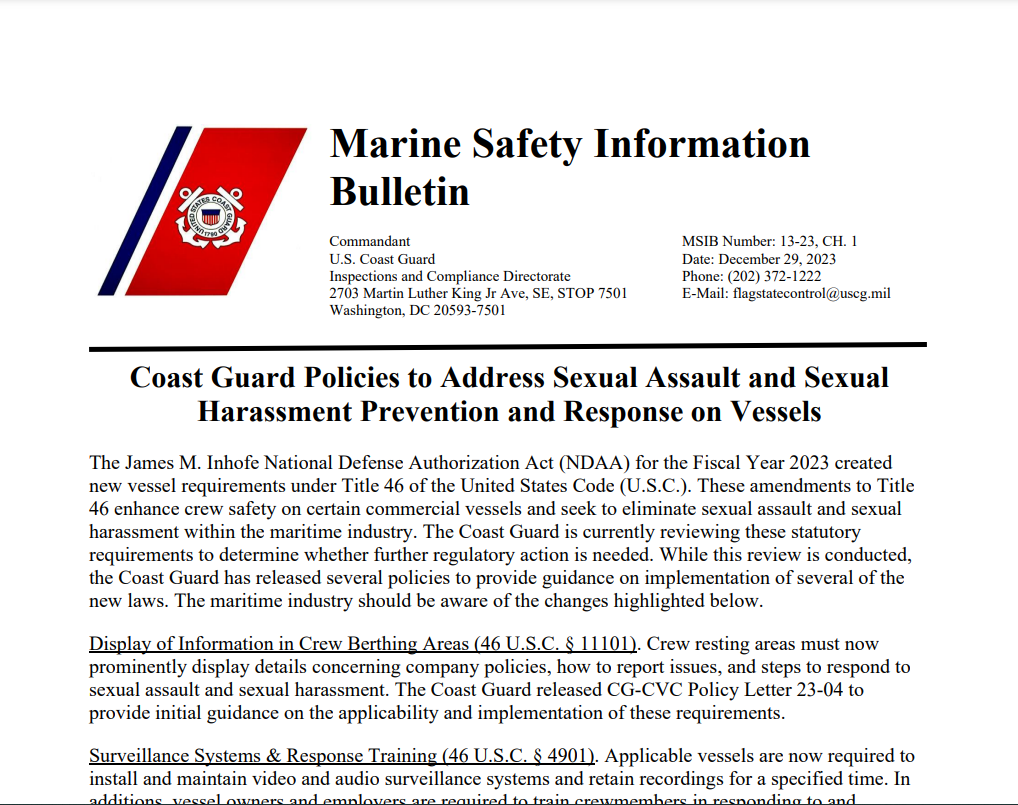 Safer Seas and SASH Guidance