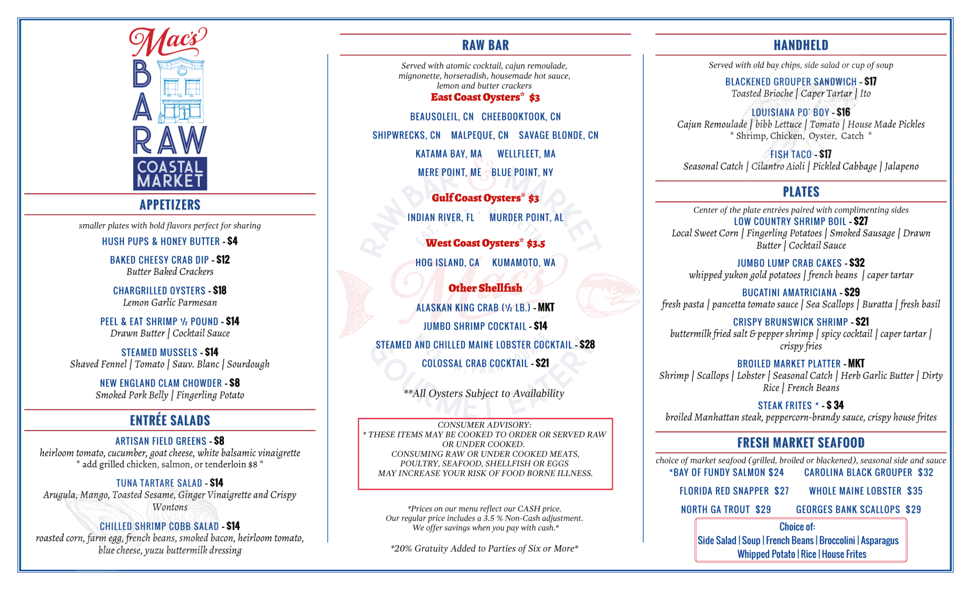 Marietta Square Seafood Menu | Mac's Raw Bar & Market