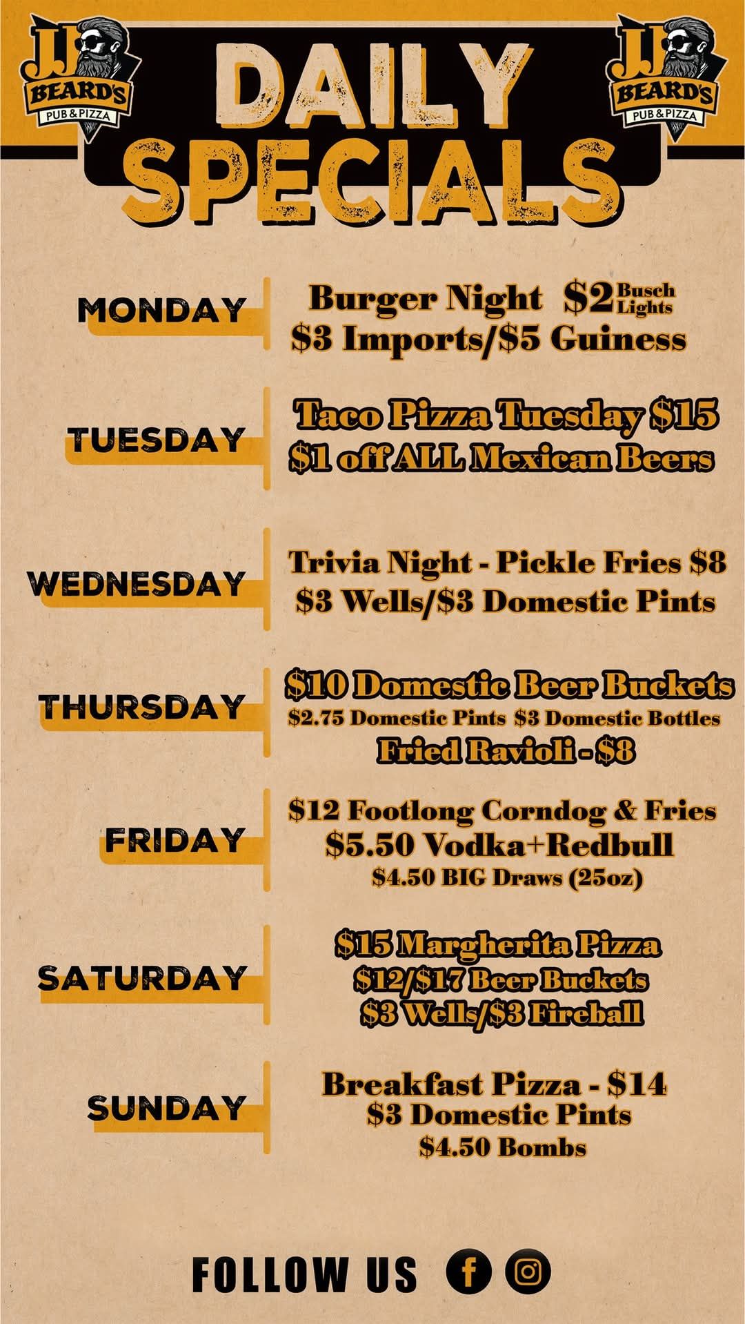 Bar Food & Pizzas | JJ Beard's Pub & Pizza | Wichita, KS