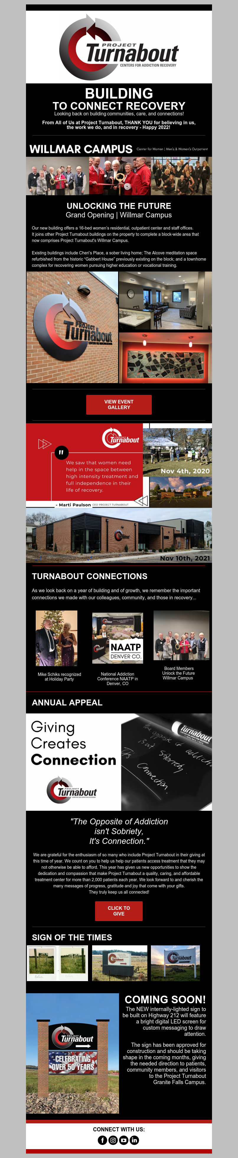 Project Turnabout Newsletter - JANUARY 2022 | BUILDING TO CONNECT RECOVERY