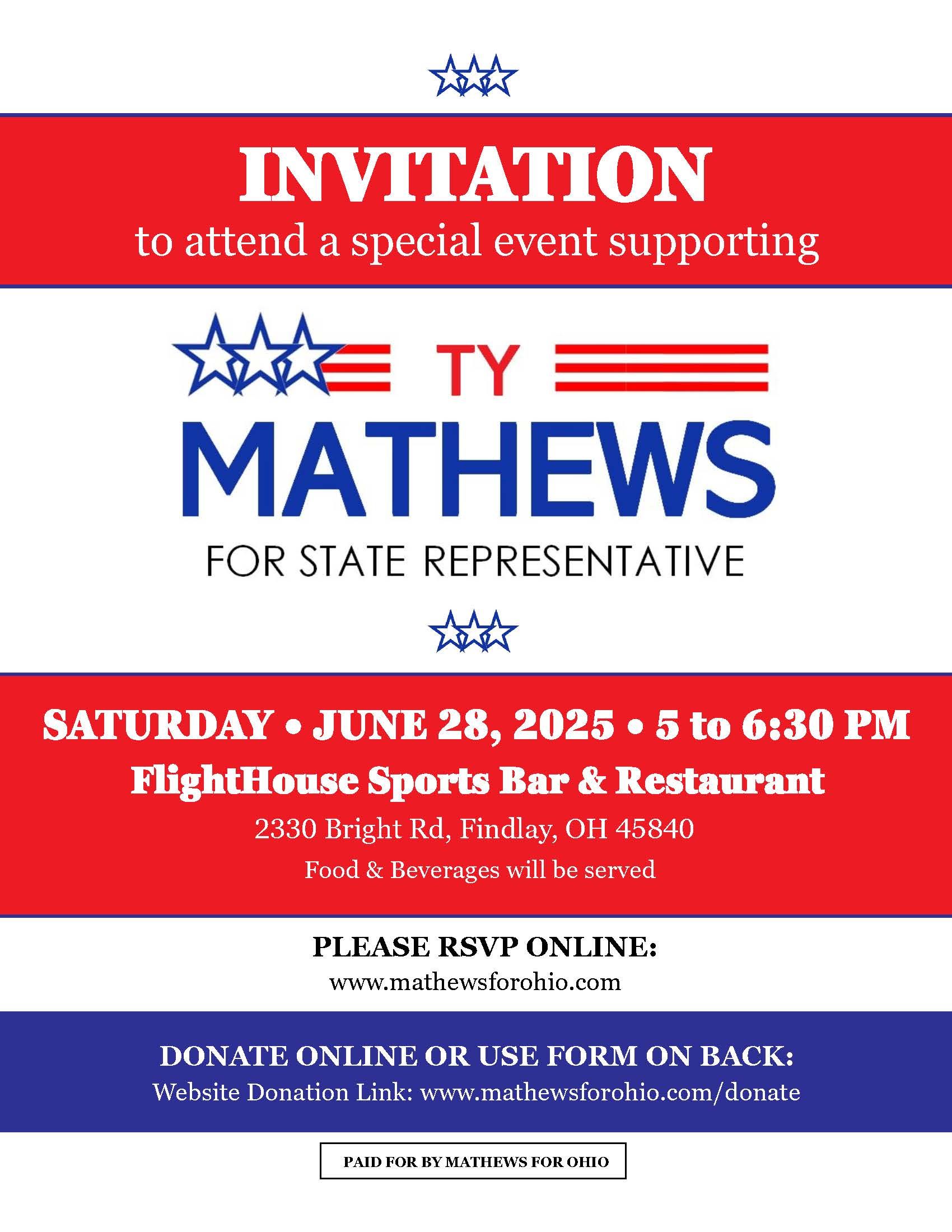 Mathews for Ohio Campaign Fundraising Event