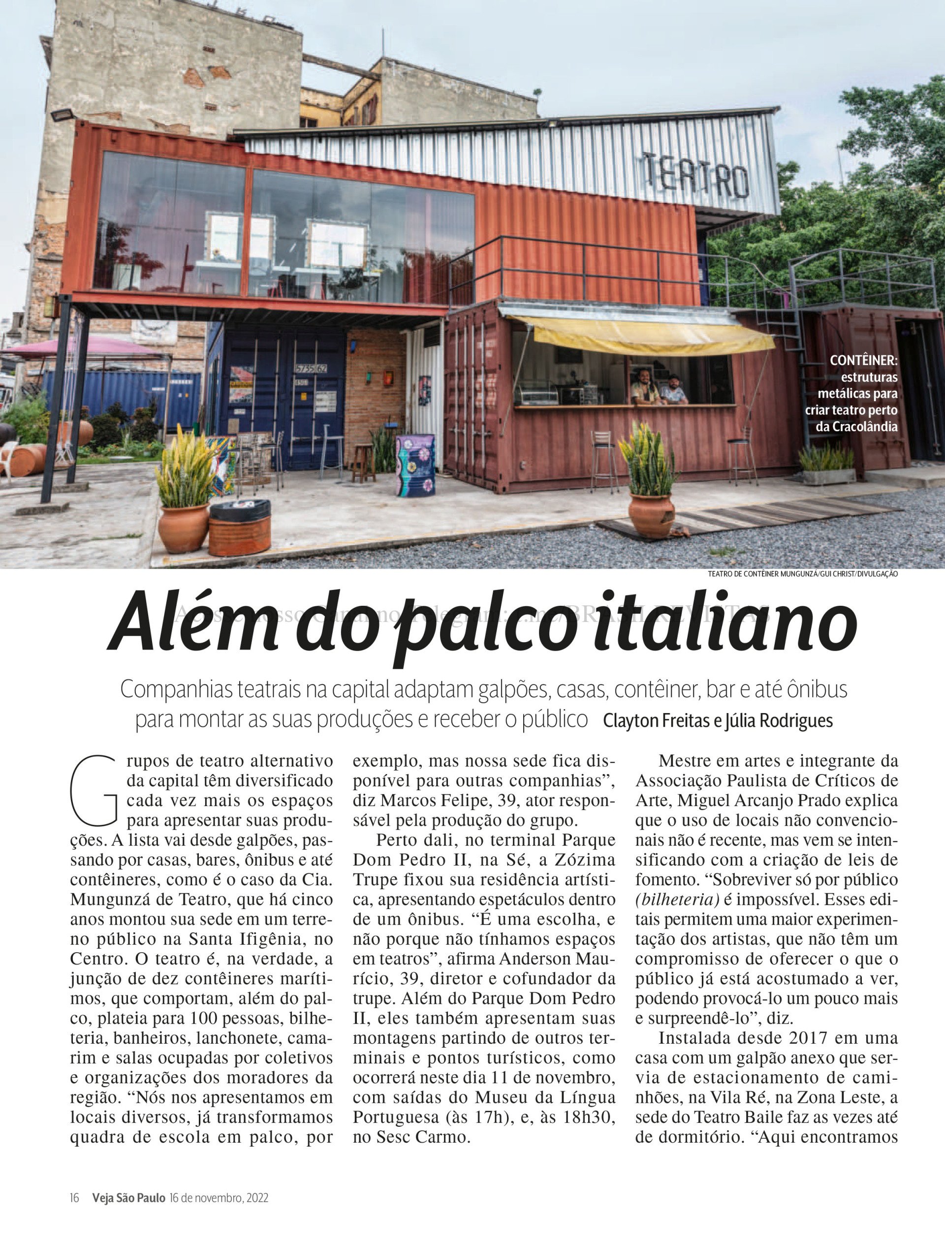 "ALÉM DO PALCO ITALIANO" matéria Veja São Paulo