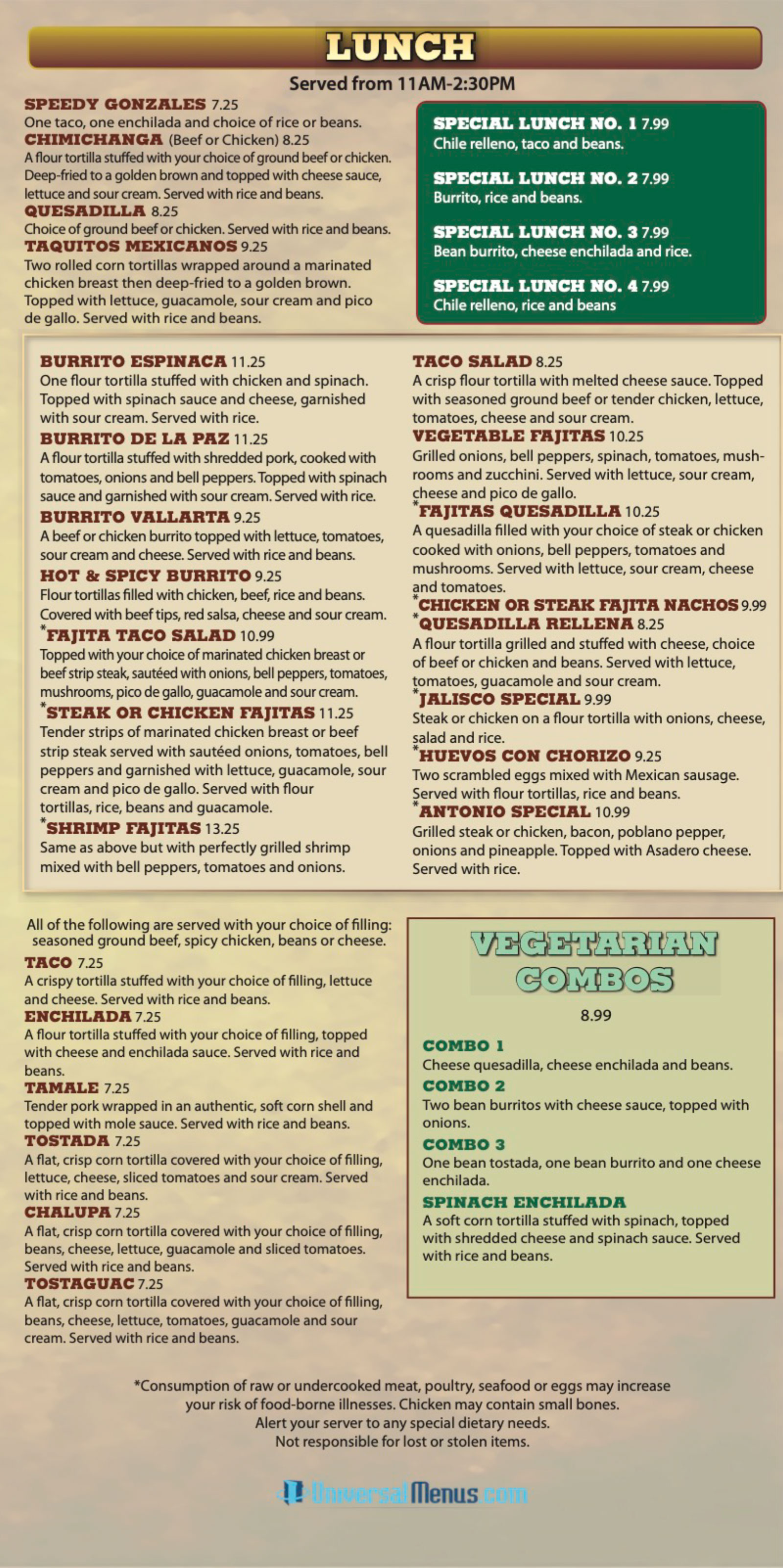 Cancun Mexican Grille Cincinnati menu