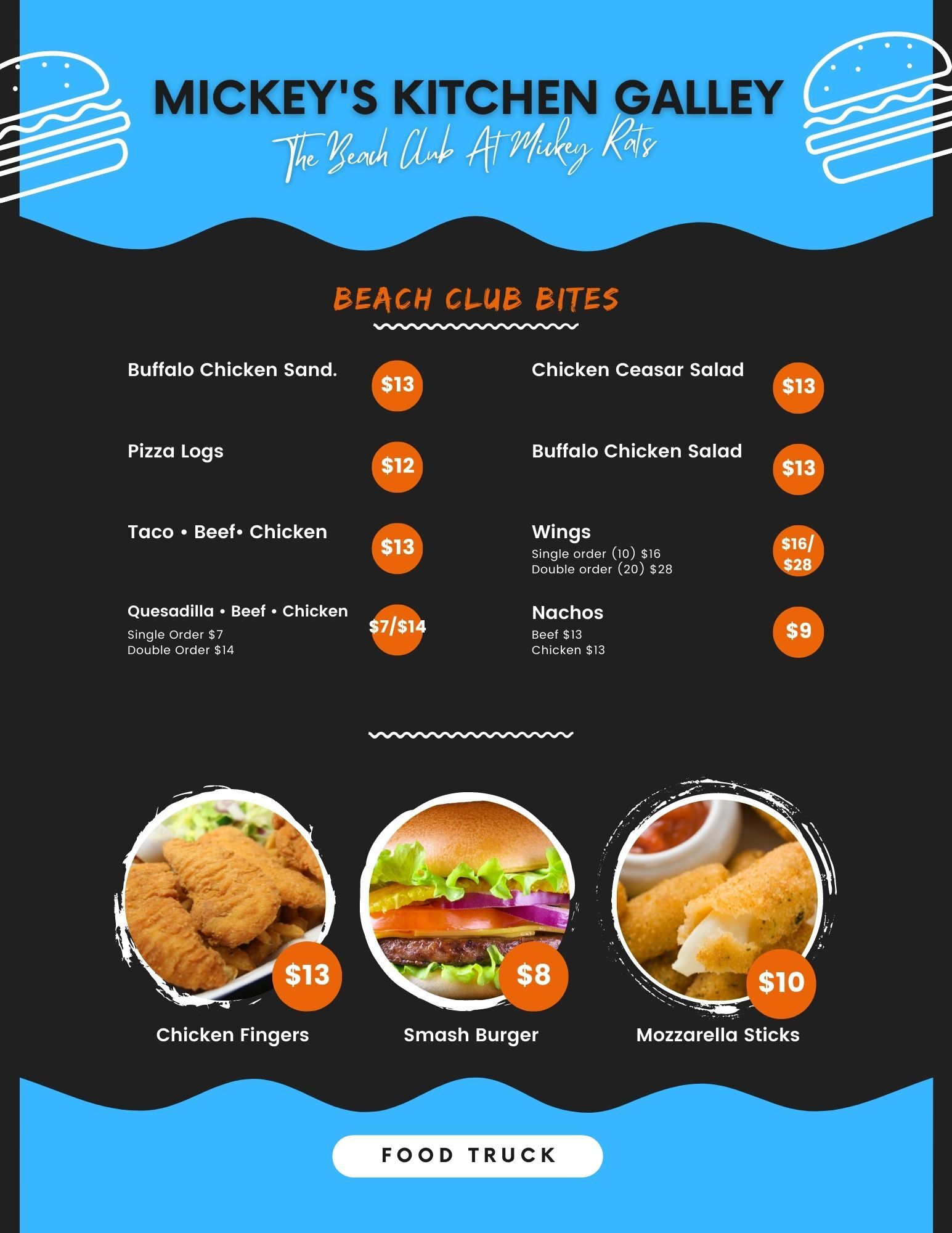 The Beach Club at Mickey Rats - Angola, NY - Menu