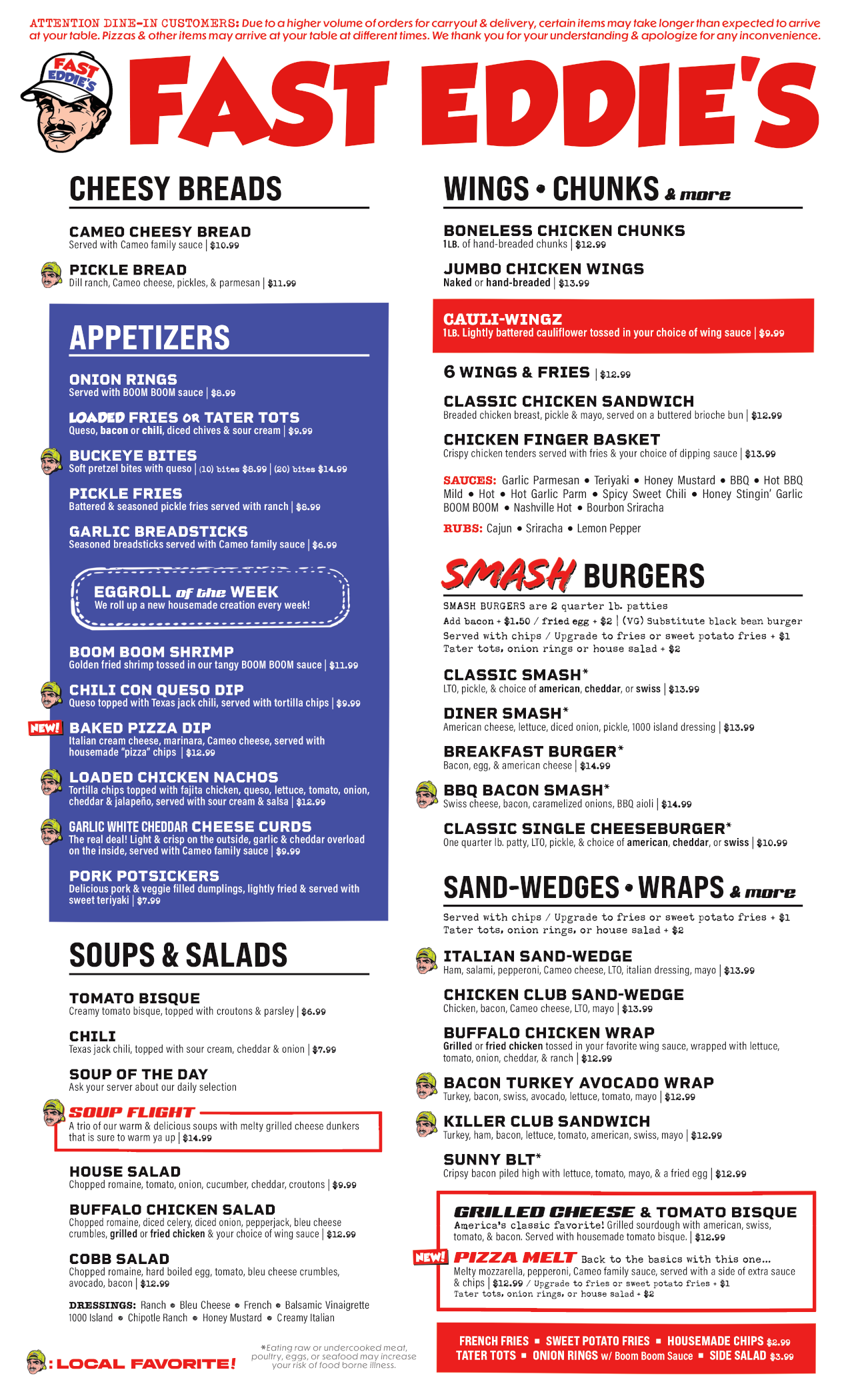 Dine-In Menu [Fast Eddies] Catawba/Port Clinton, Ohio