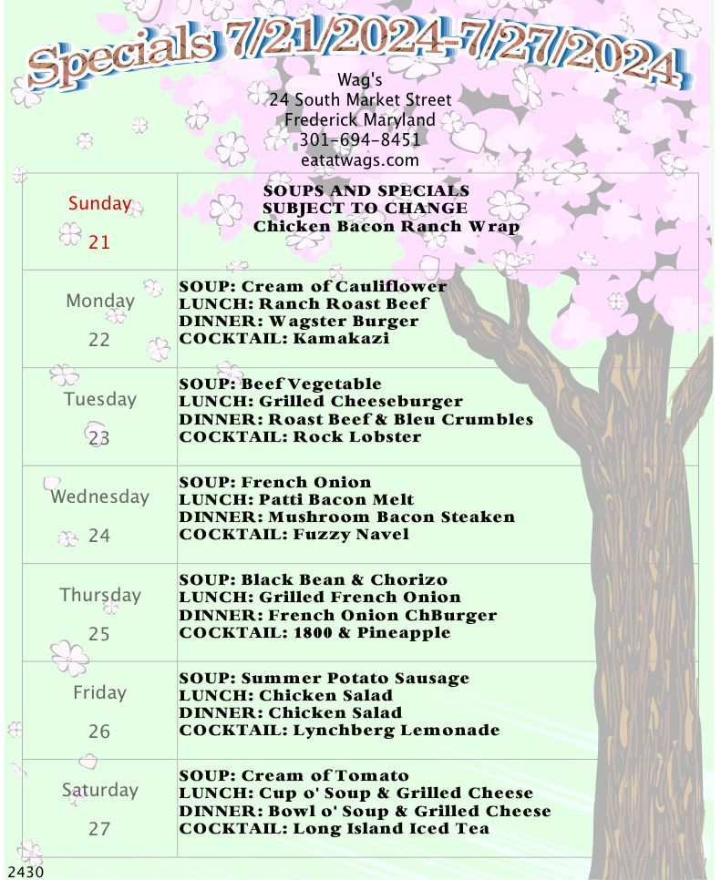 Wags Restaurant Frederick MD, Burgers Frederick MD, Wags Frederick ...