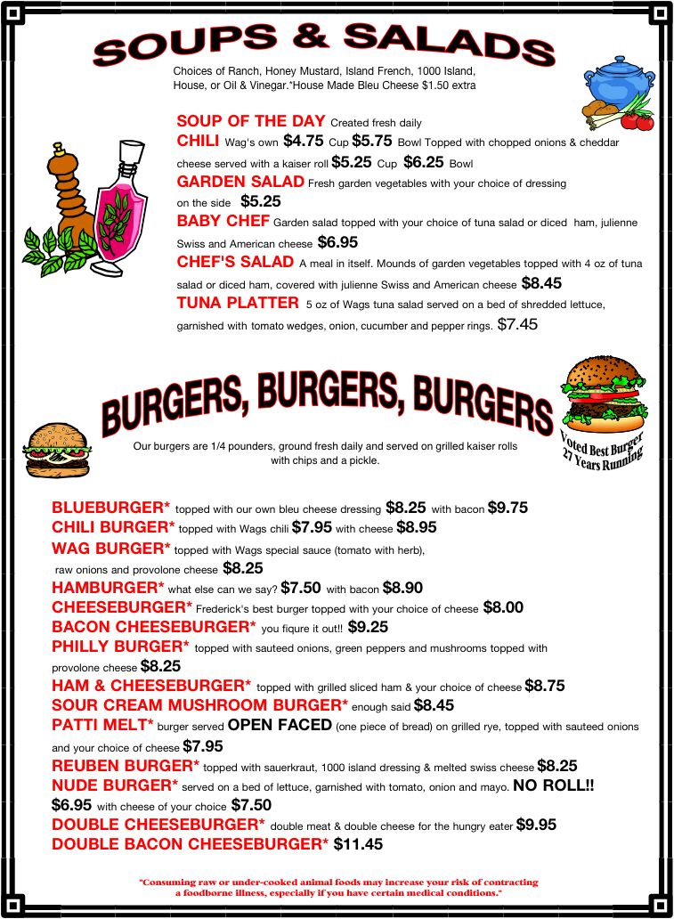 Wags Restaurant Frederick MD, Burgers Frederick MD, Wags Frederick ...
