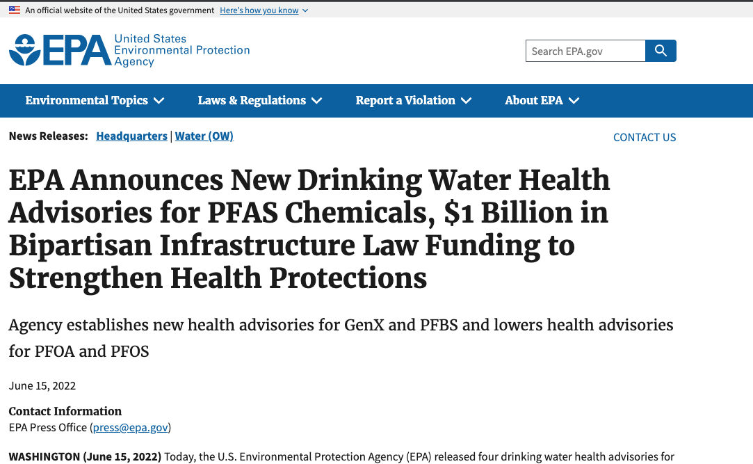 A top EPA official announced new, more stringent health advisories for ...