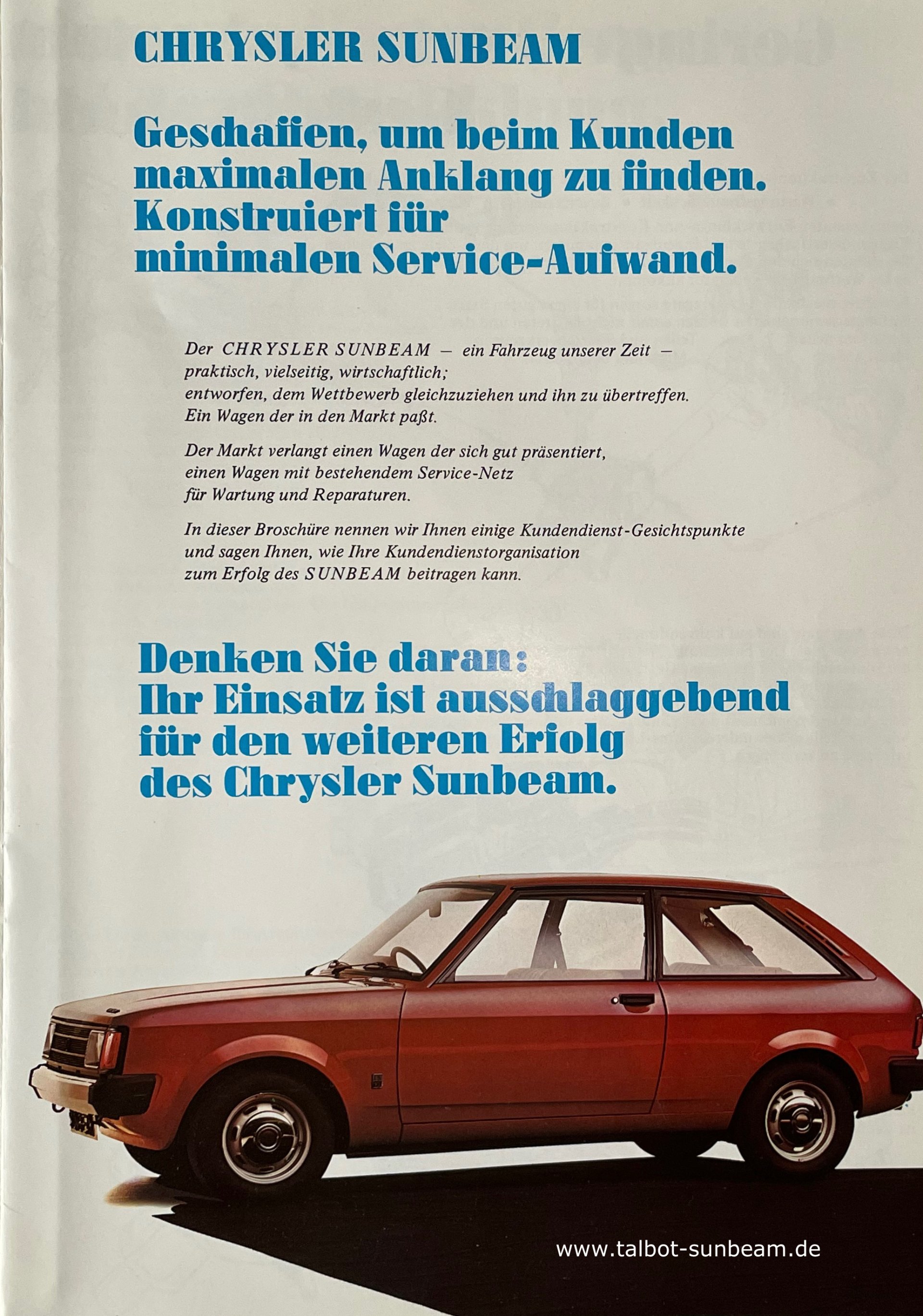 Simca Chrysler Talbot Sunbeam LS GL GLS TI Lotus