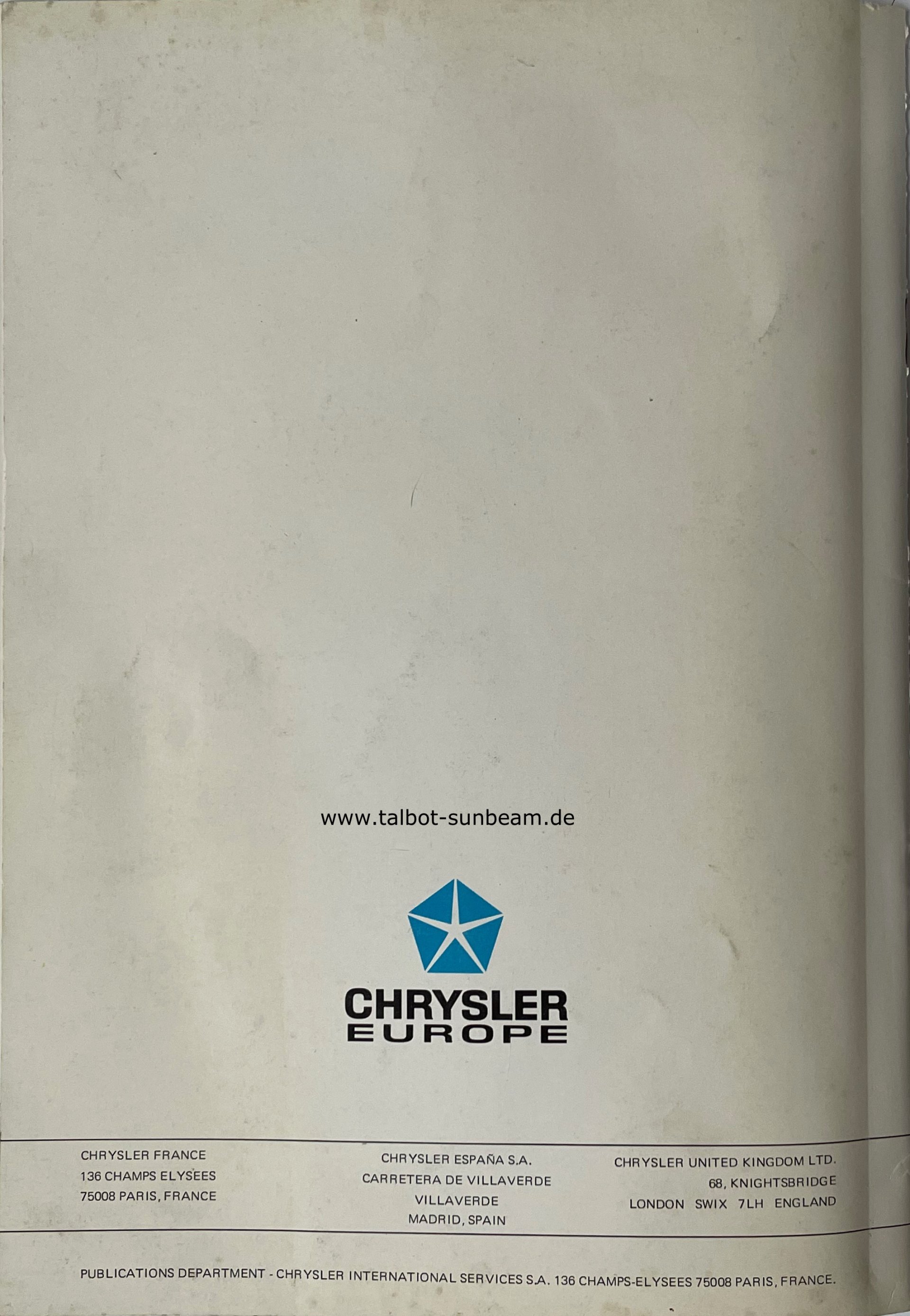 Simca Chrysler Talbot Sunbeam LS GL GLS TI Lotus