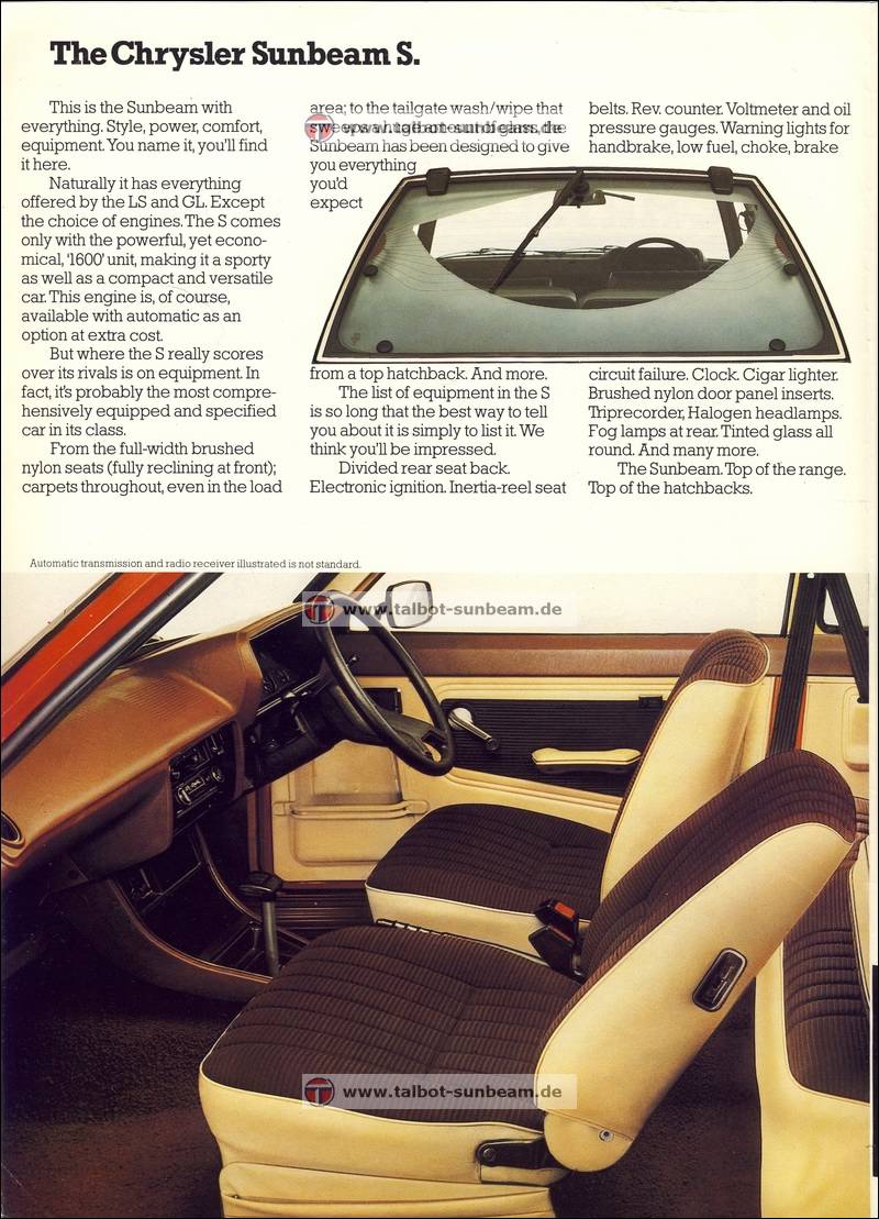 Simca Chrysler Talbot Sunbeam LS GL GLS TI Lotus