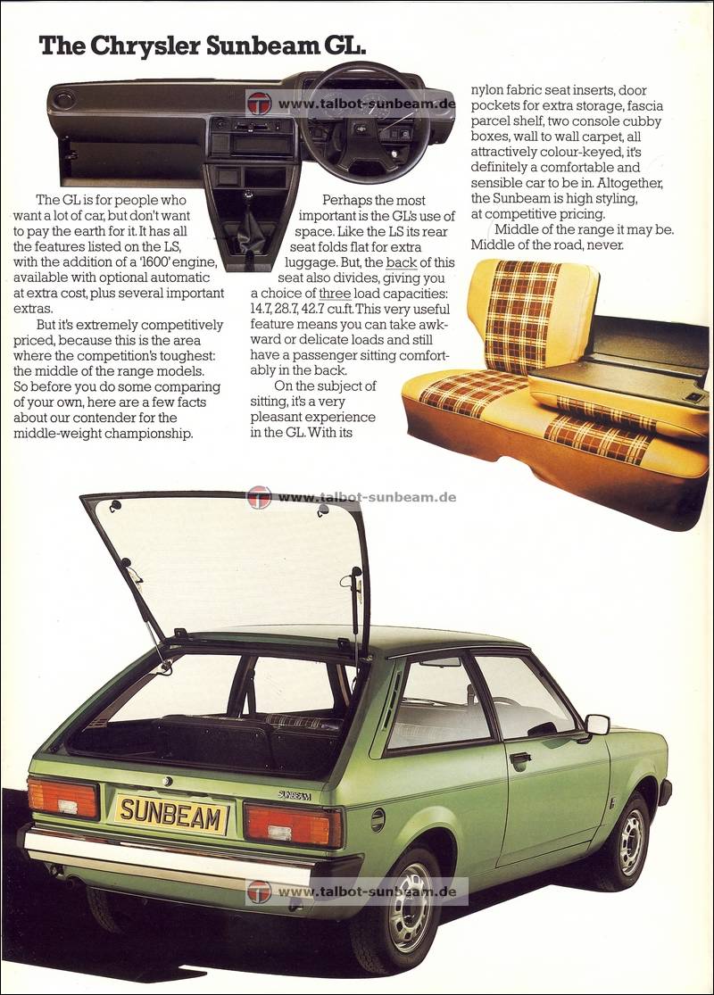 Simca Chrysler Talbot Sunbeam LS GL GLS TI Lotus