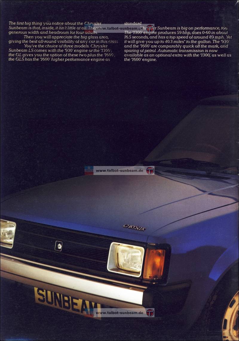 Simca Chrysler Talbot Sunbeam LS GL GLS TI Lotus