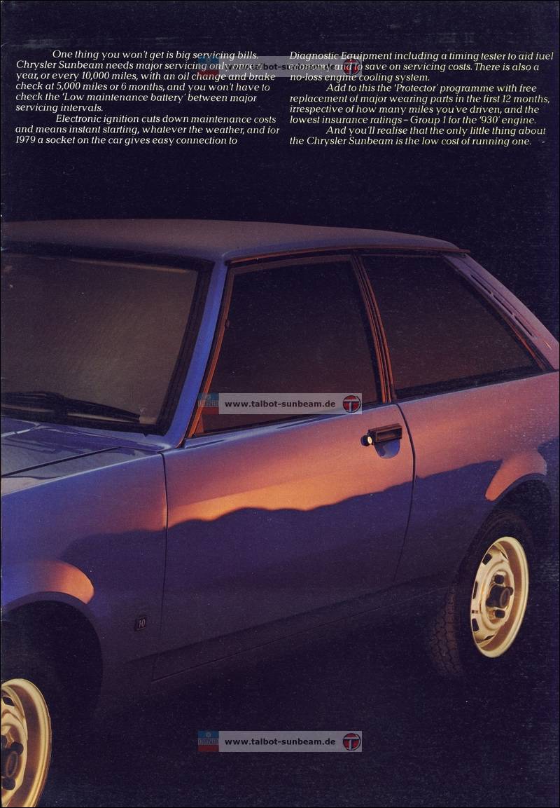 Simca Chrysler Talbot Sunbeam LS GL GLS TI Lotus