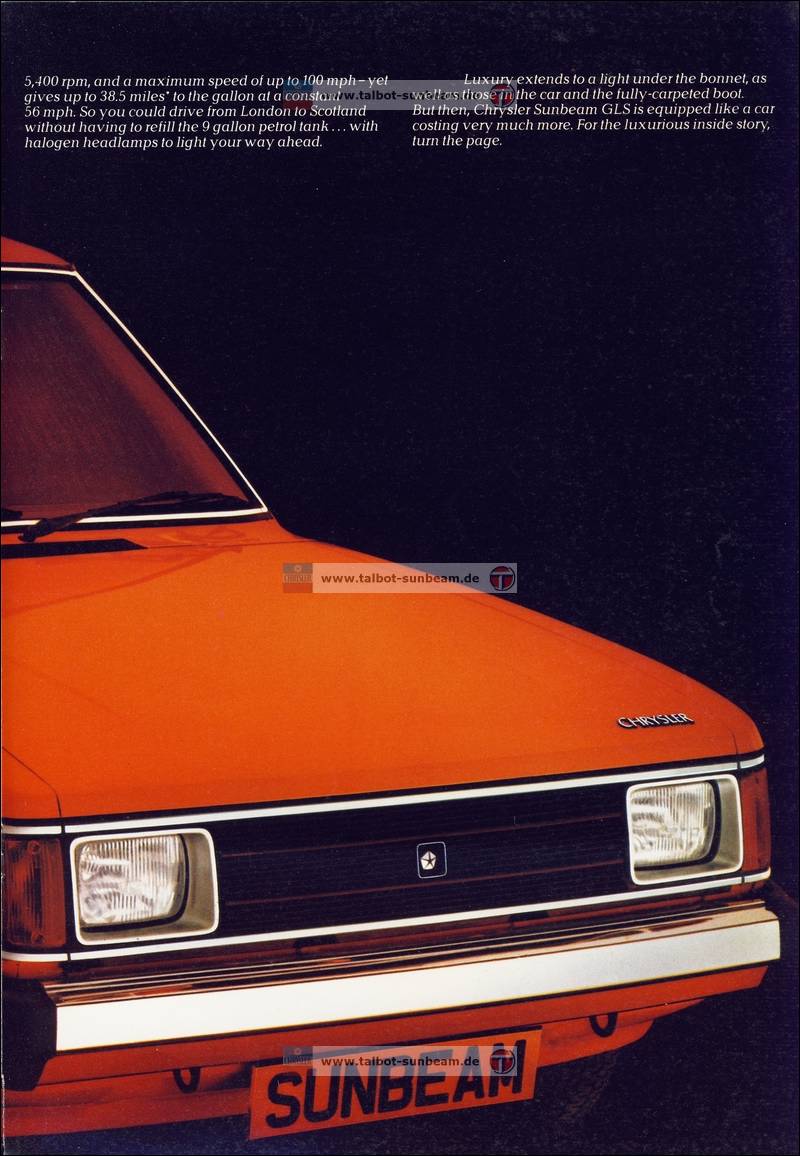 Simca Chrysler Talbot Sunbeam LS GL GLS TI Lotus