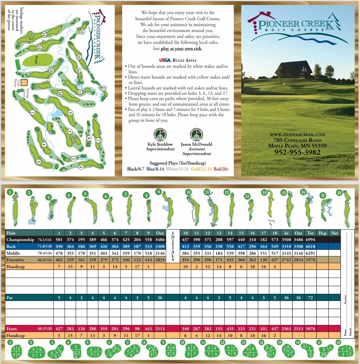 Golf Scorecard & Ratings | Pioneer Creek Golf Course | Maple Plain, MN