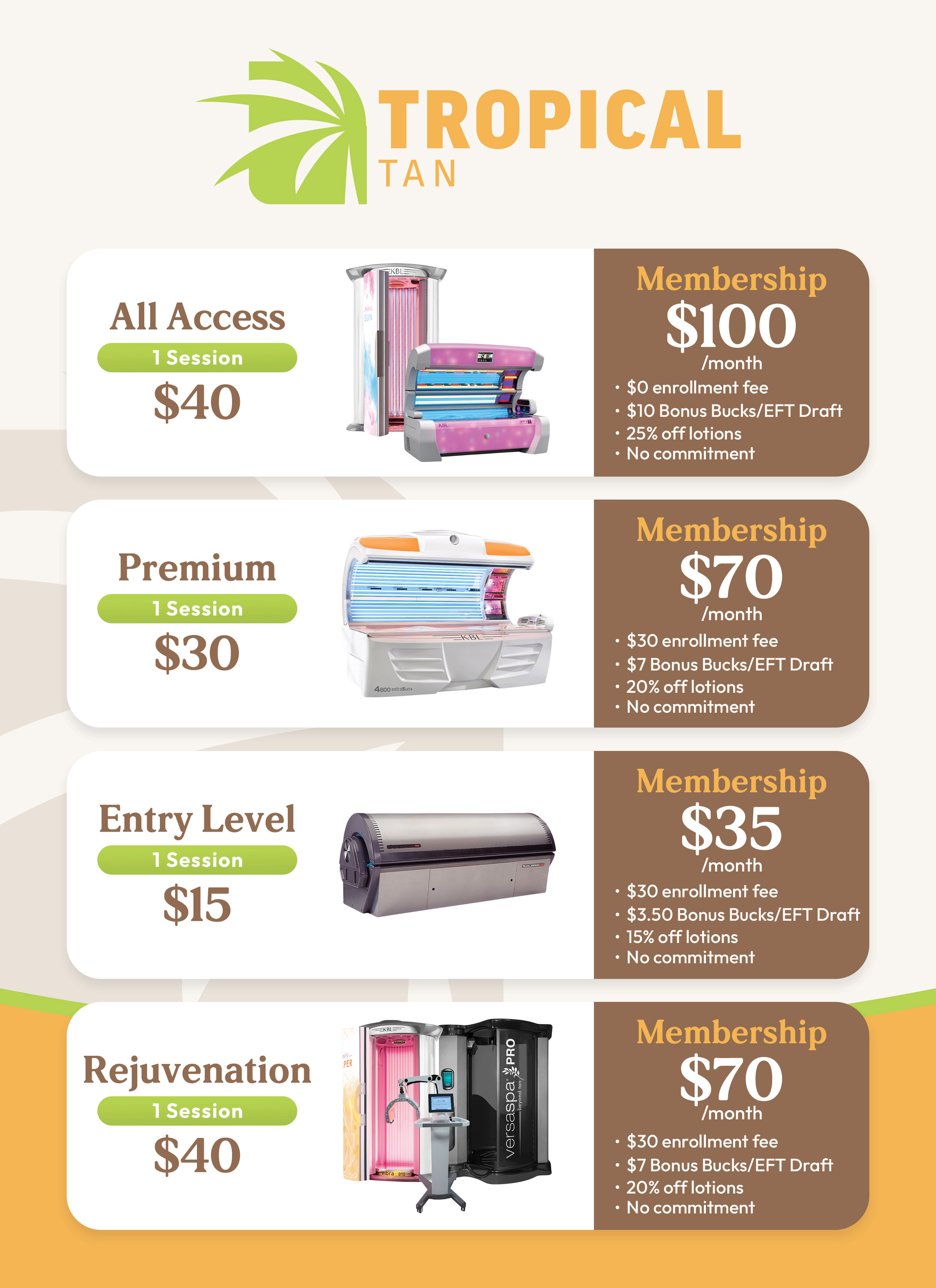 TROPICAL TAN 🌴Luxurious Tanning Salon & Spa Packages