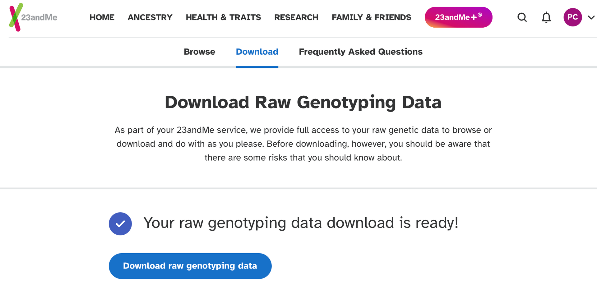 How to download DNA data from 23andMe