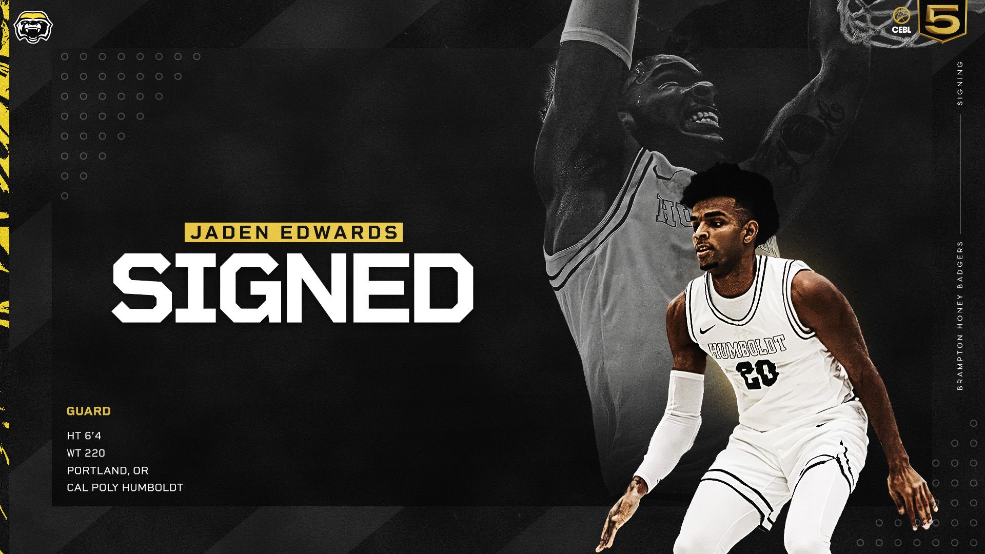 JADEN EDWARDS SIGNS FIRST PRO CONTRACT WITH HONEY BADGERS