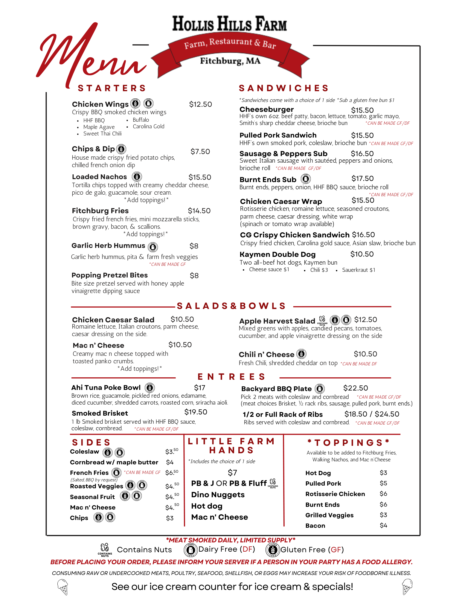 Hollis Hills Farm | Menu | Fitchburg, MA 01420