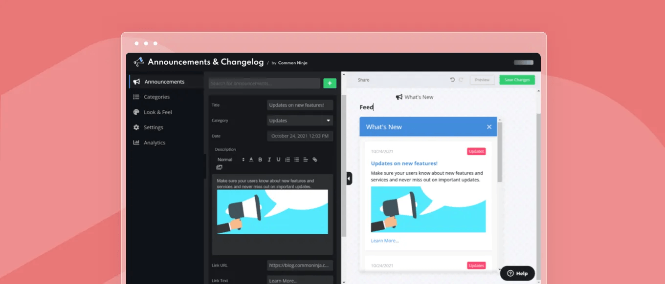 New App: Announcements & Changelog